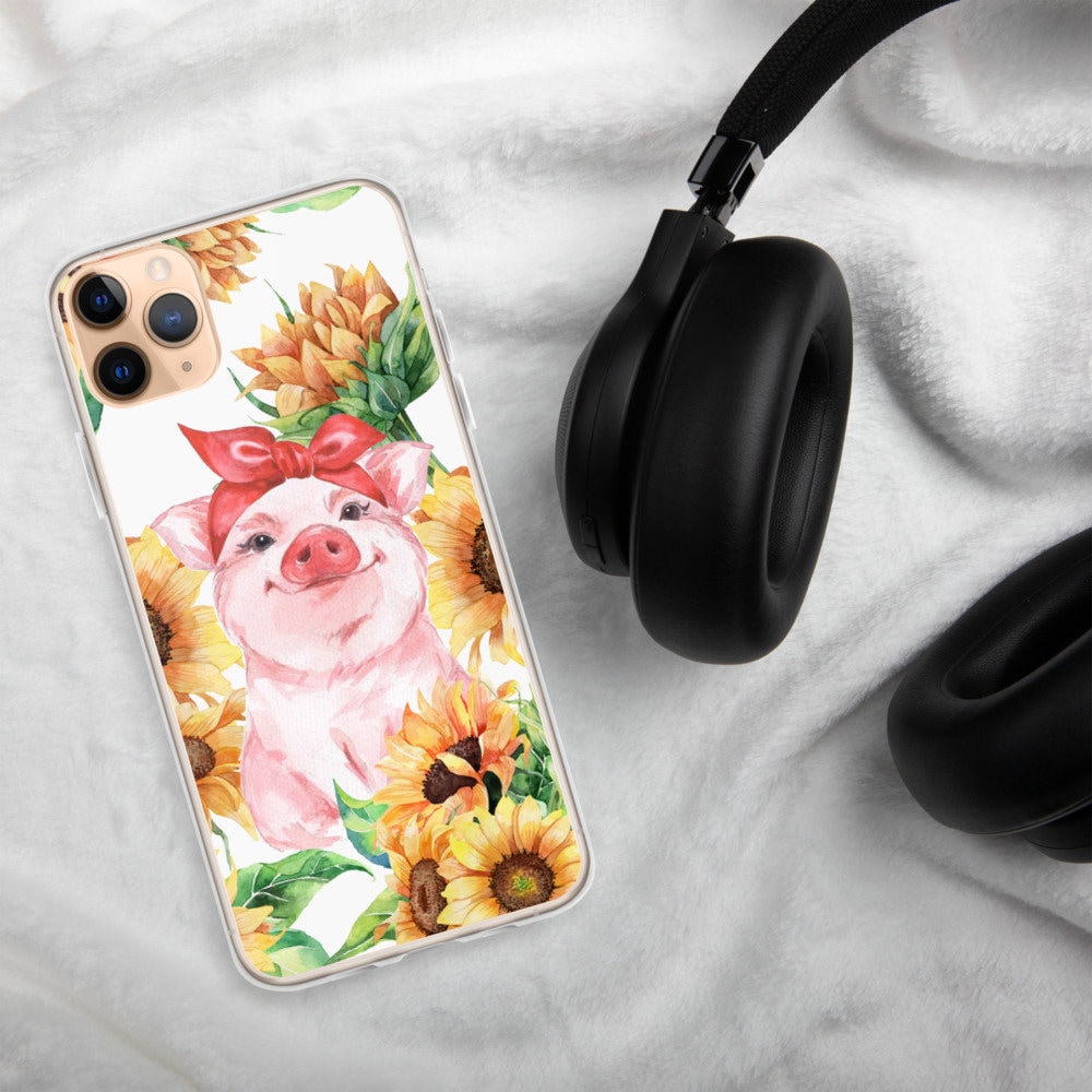 Cute Pig Phone Case Piggy Sunflower Gift For Girl & Women Loves Pigs ...