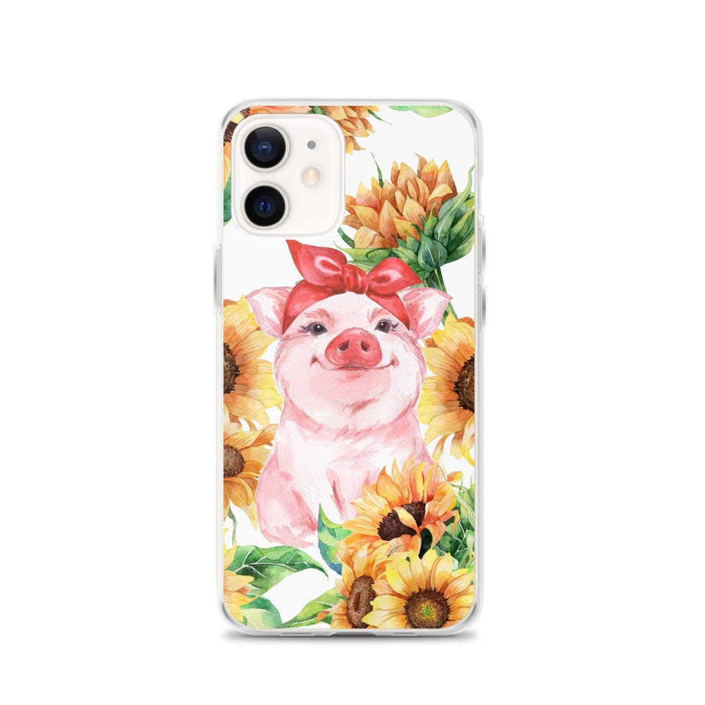 Cute Pig Phone Case Piggy Sunflower Gift For Girl & Women Loves Pigs ...