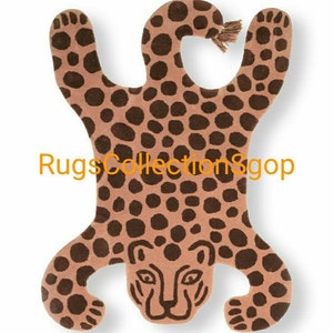 Designer Hand Tufted Handmade Leopard Rug Persian Style Purple Wine Red ...