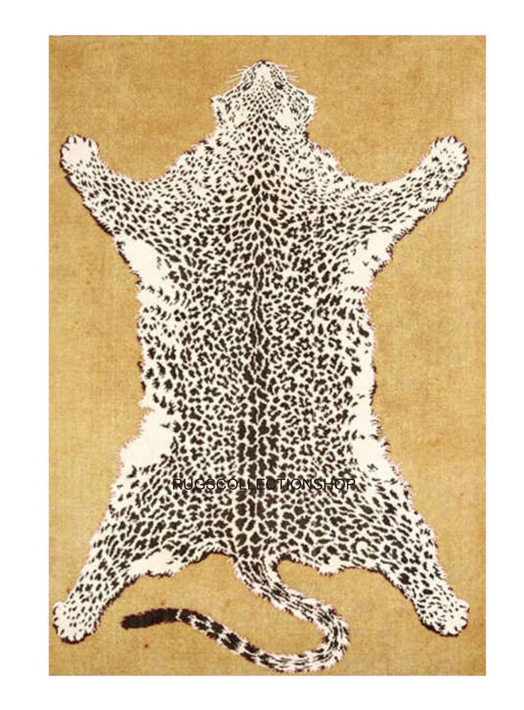 Persian Style Traditional Authentic Leopard Rug Gold Pink Red Brown ...