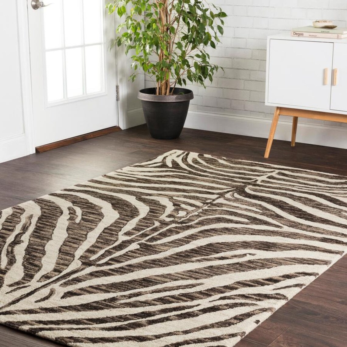 New Look Zebra Skin Hand Tufted Black and White Carpet Anti - Etsy