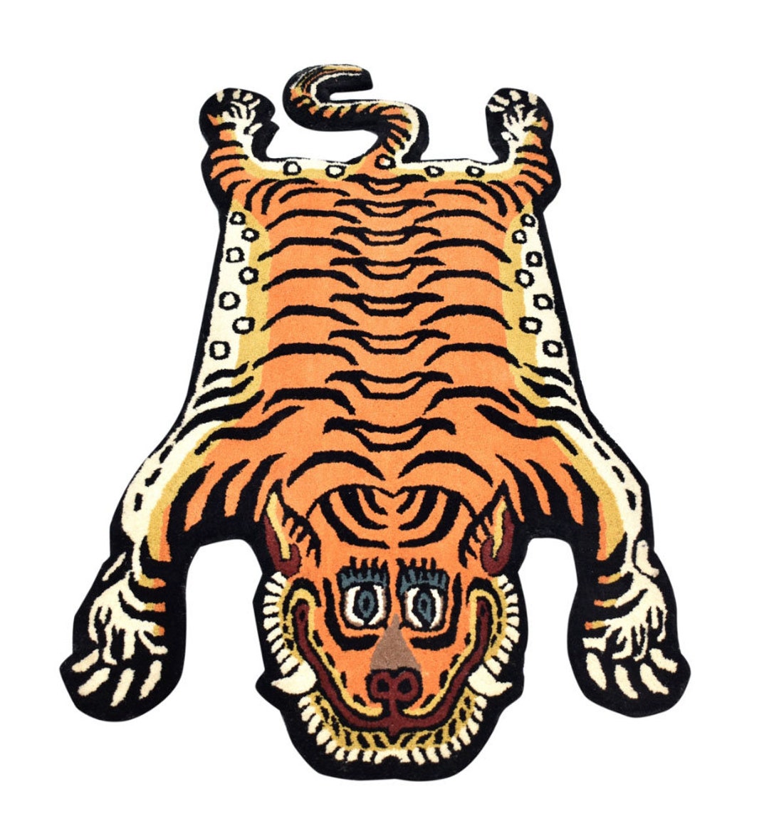 HAND TUFTED CARPET Lion Wool Carpet, Tibetan Tiger Wool Carpet, Wool ...
