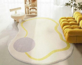 Irregular Shaped Throw Rug Illusion Pattern Hand-tufted 100% Wool ...