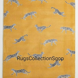 Leopard Area Rug, Animal Print Rug, Green Area Rug Carpet, Hand Tufted ...