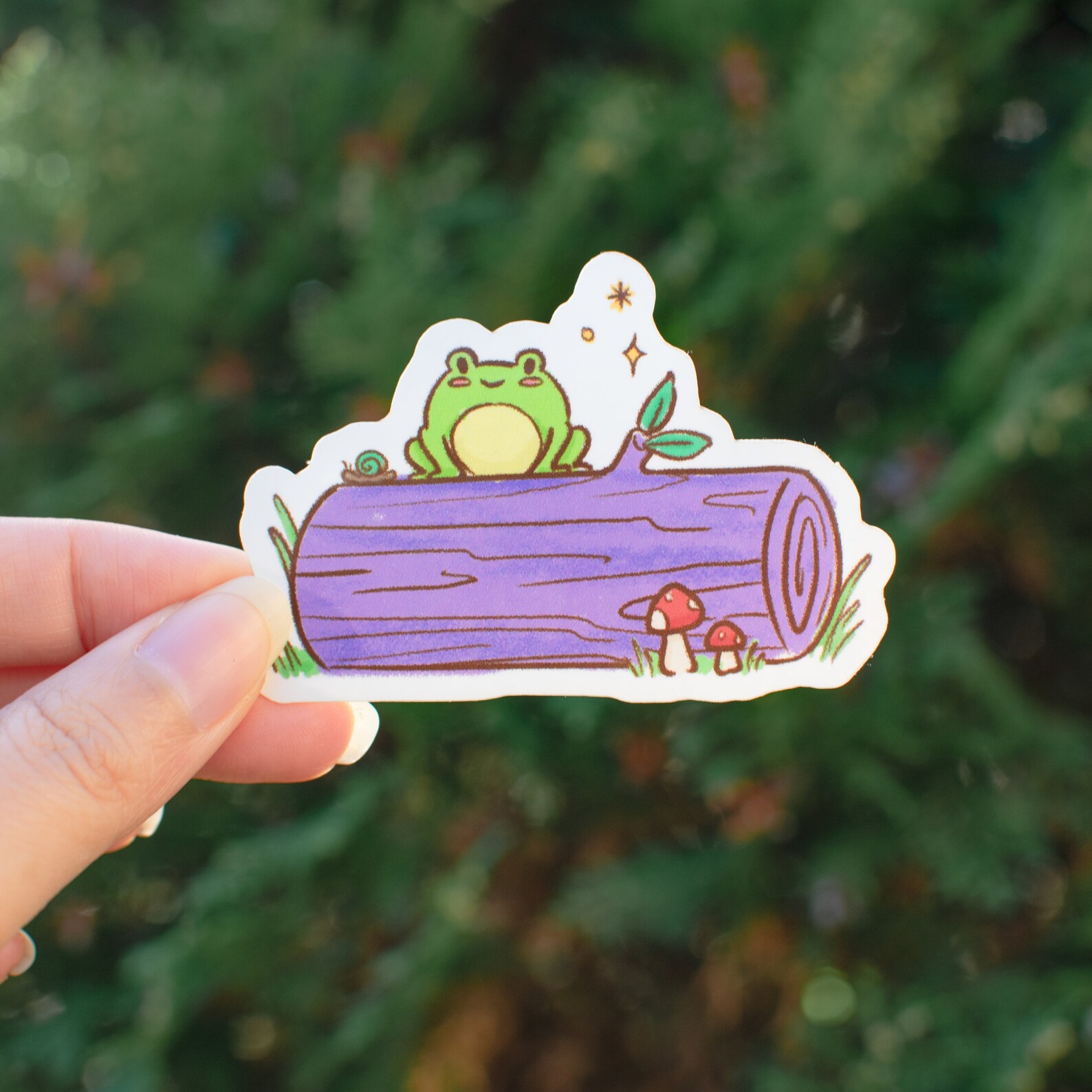 Frog on Log Sticker Glossy Die Cut 3x2 Vinyl Cute Fantasy RPG 'in the ...