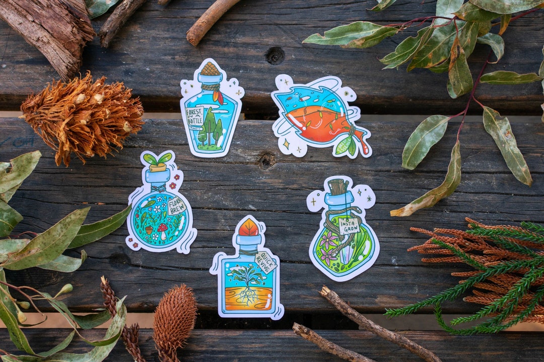 Forest Potions Sticker Set Glossy Die Cut 3 Magical Apothecary 'forest ...
