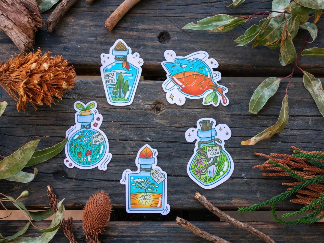 Forest Potions Stickers | Glossy Die Cut 3" | Magical Apothecary ...