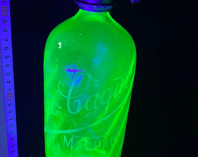 RARE BLUE Uranium Glass Antique French Bistrot Seltzer Bottle From ...