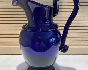 Cobalt Blue Large Hand Blown Pitcher. - Etsy