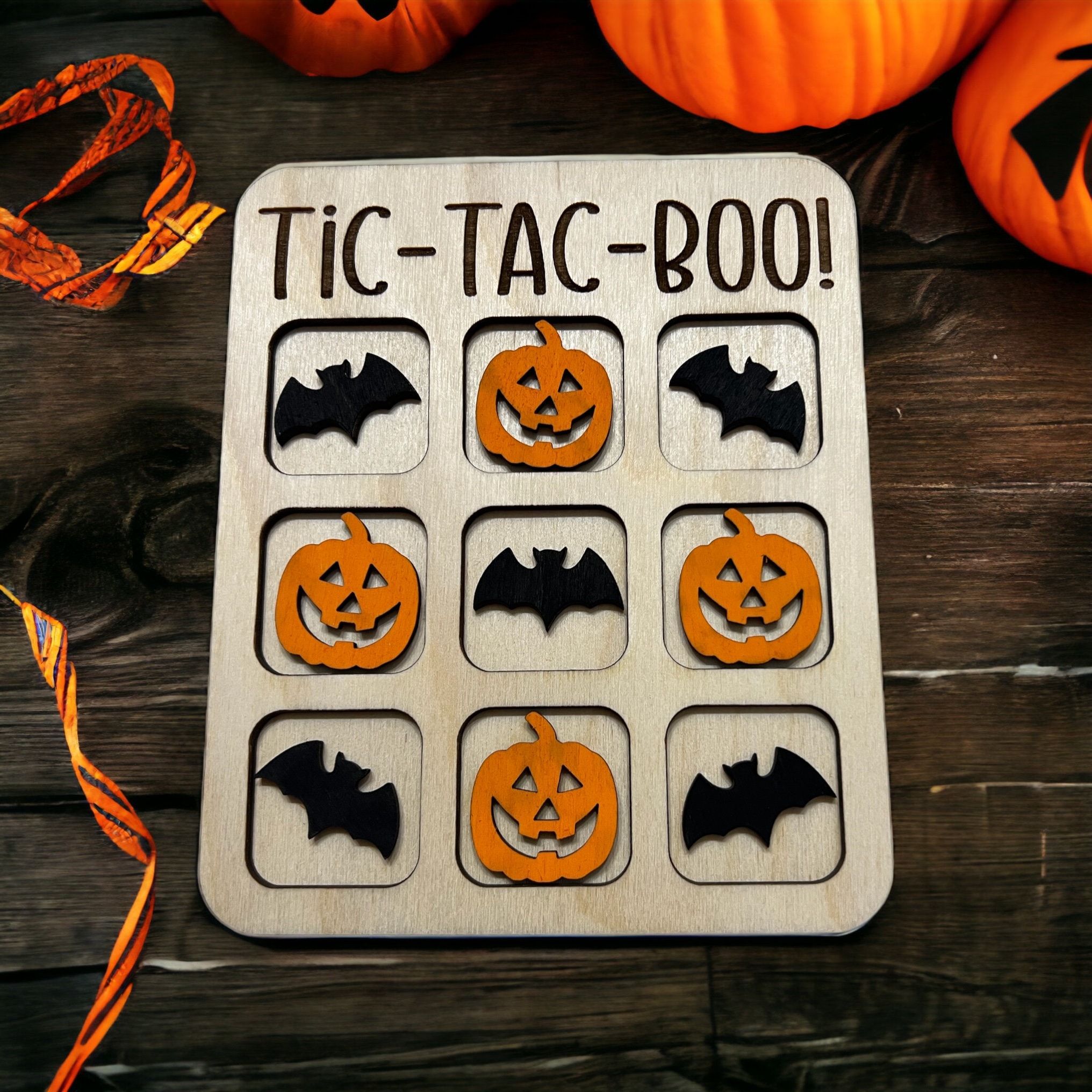 DIGITAL DOWNLOAD Set of Three Tic-tac-boo Laser Cut File SVG - Etsy