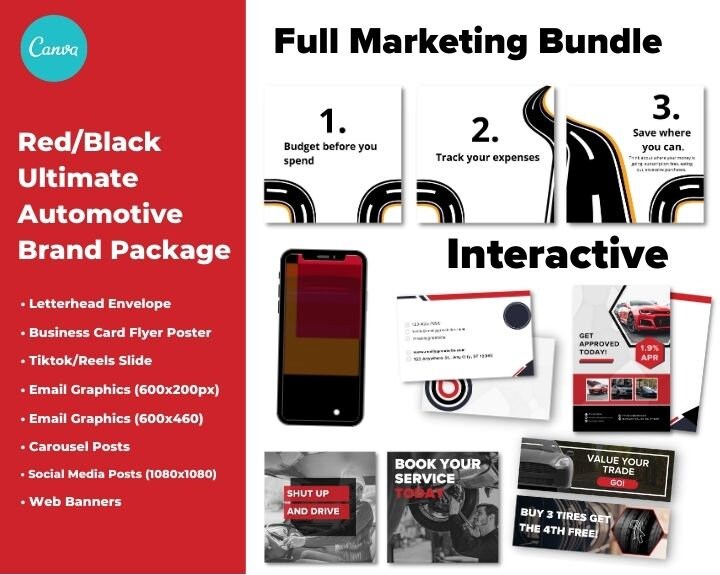 Red/black Dealership Complete Branding Package Automotive Templates ...