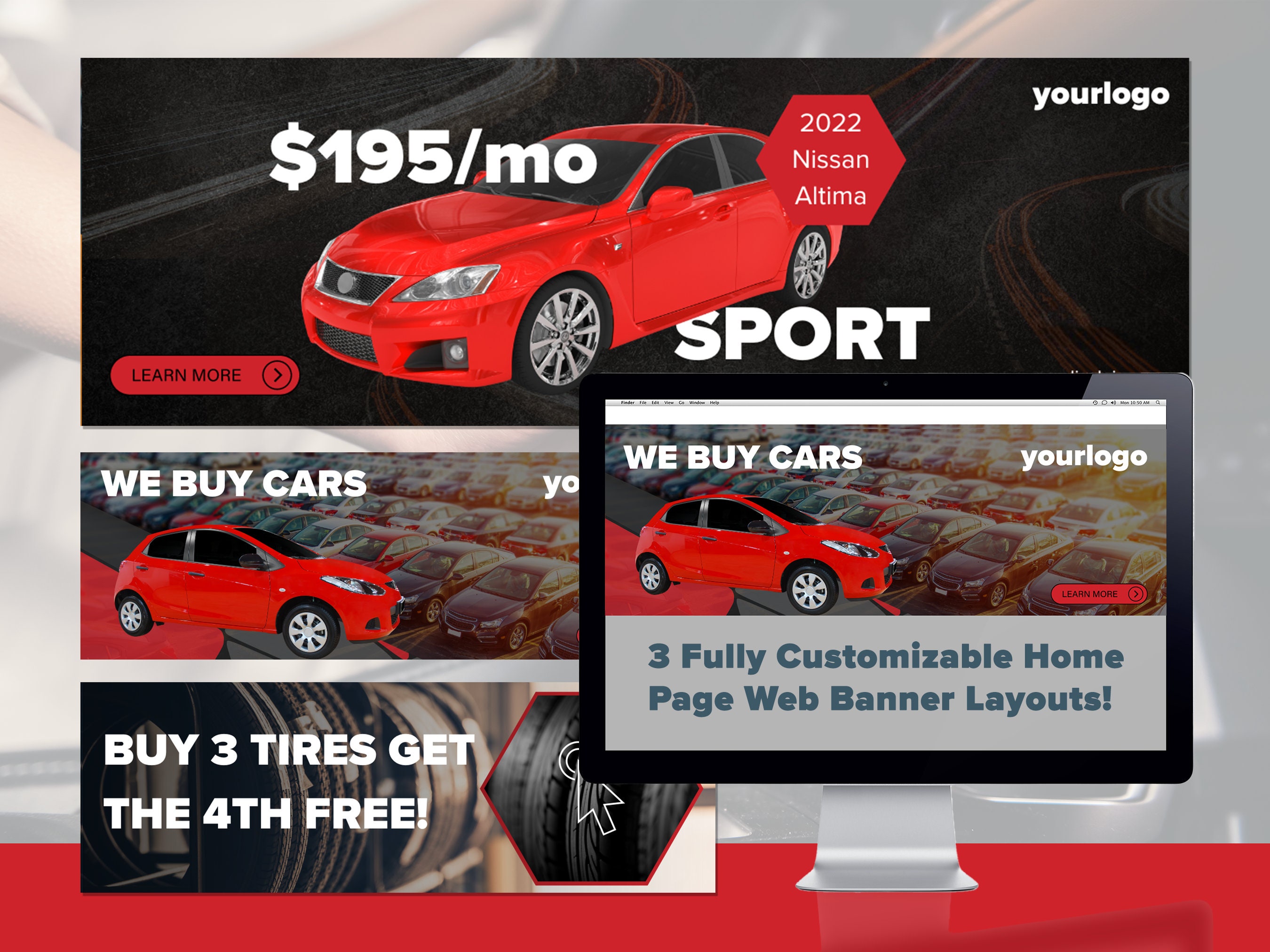 Red/black Dealership Complete Branding Package Automotive Templates ...