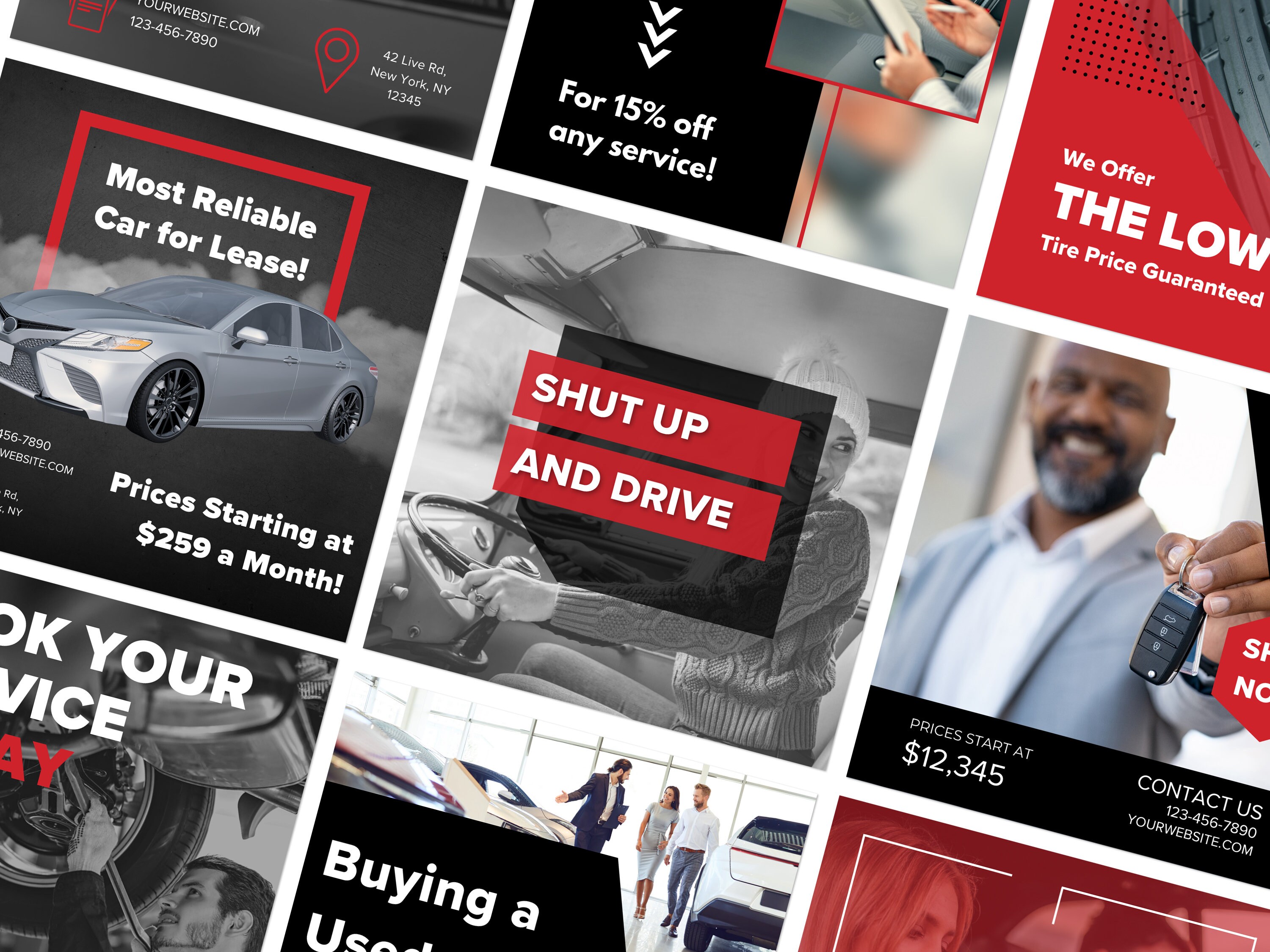 Red/black Dealership Complete Branding Package Automotive Templates ...