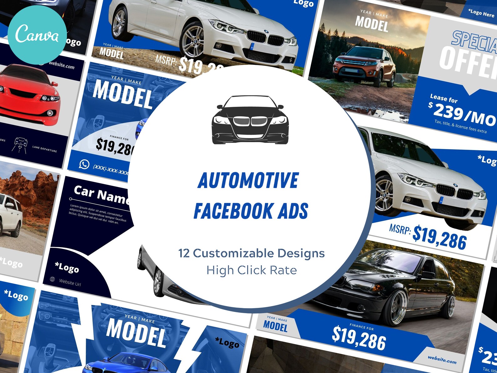 Automotive Facebook Ad Canva Templates - Etsy