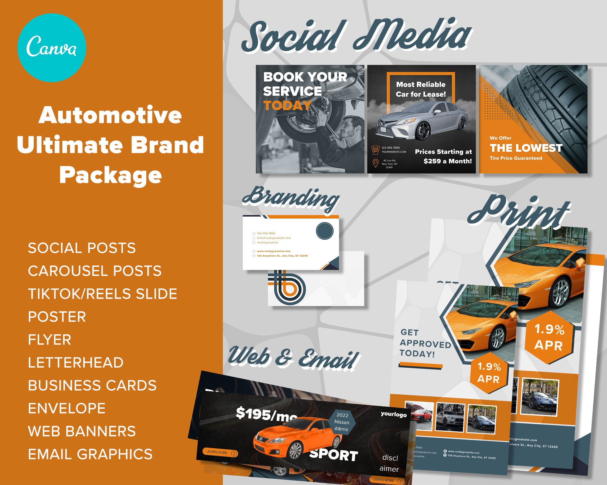 Dealership Complete Branding Package Automotive Templates in Canva ...