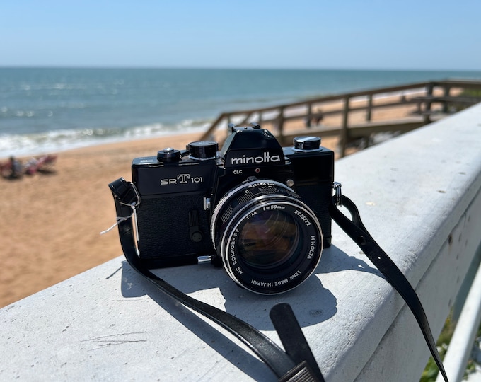 Minolta SRT 101 Black 58mm F1.4 MC Rokkor-pf Meter Works Camera Vintage ...