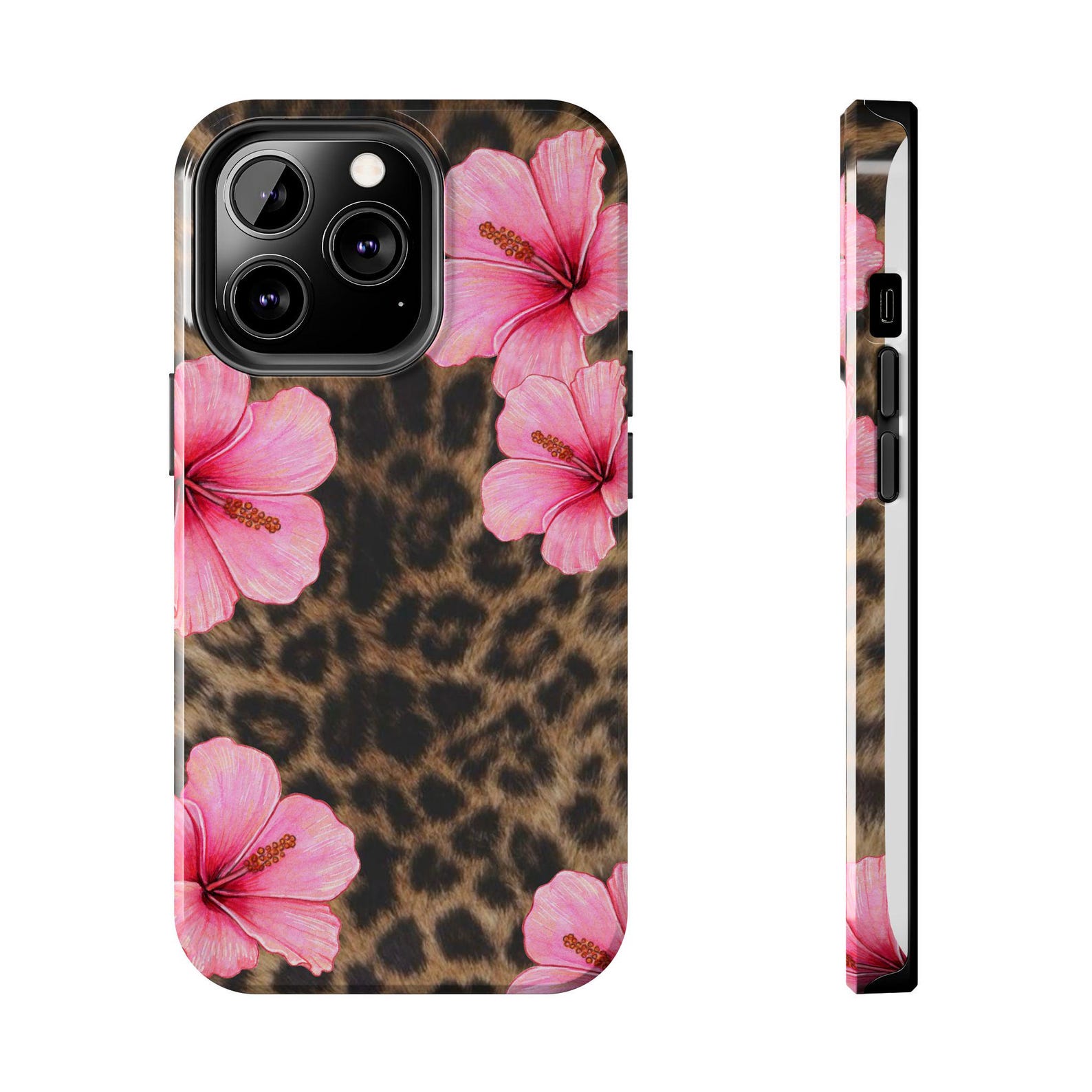 Pink Hibiscus Phone Case Cheetah Phone Case Leopard Print Phone Case ...
