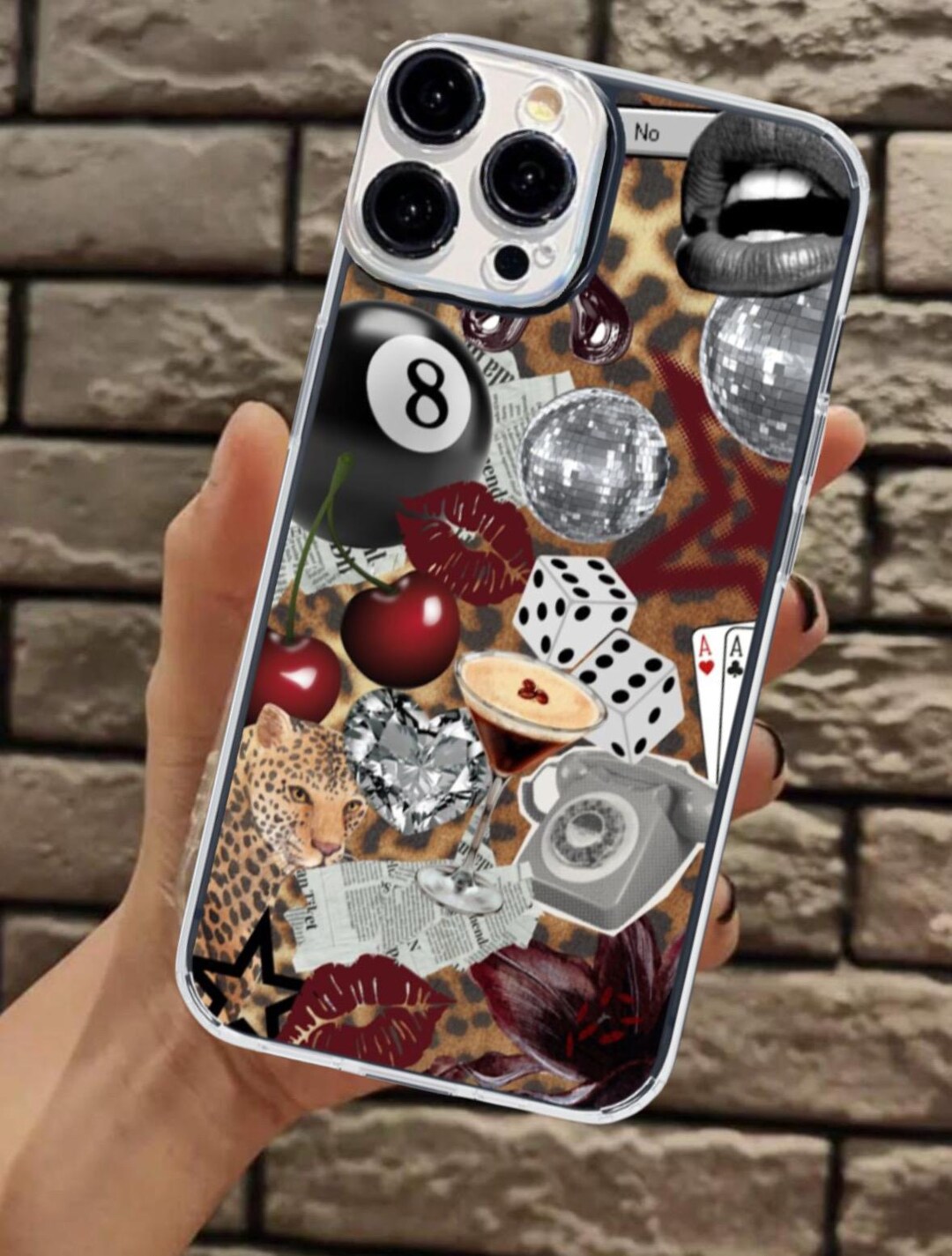 Y2K Cheetah Collage Maximalist Case Decoden Case Grunge Gothic Goth ...