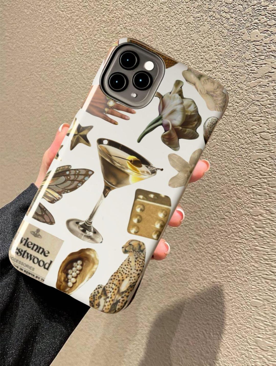 Gold Aesthetic Phone Case Collage Case Dirty Martini Phone Case Flower ...