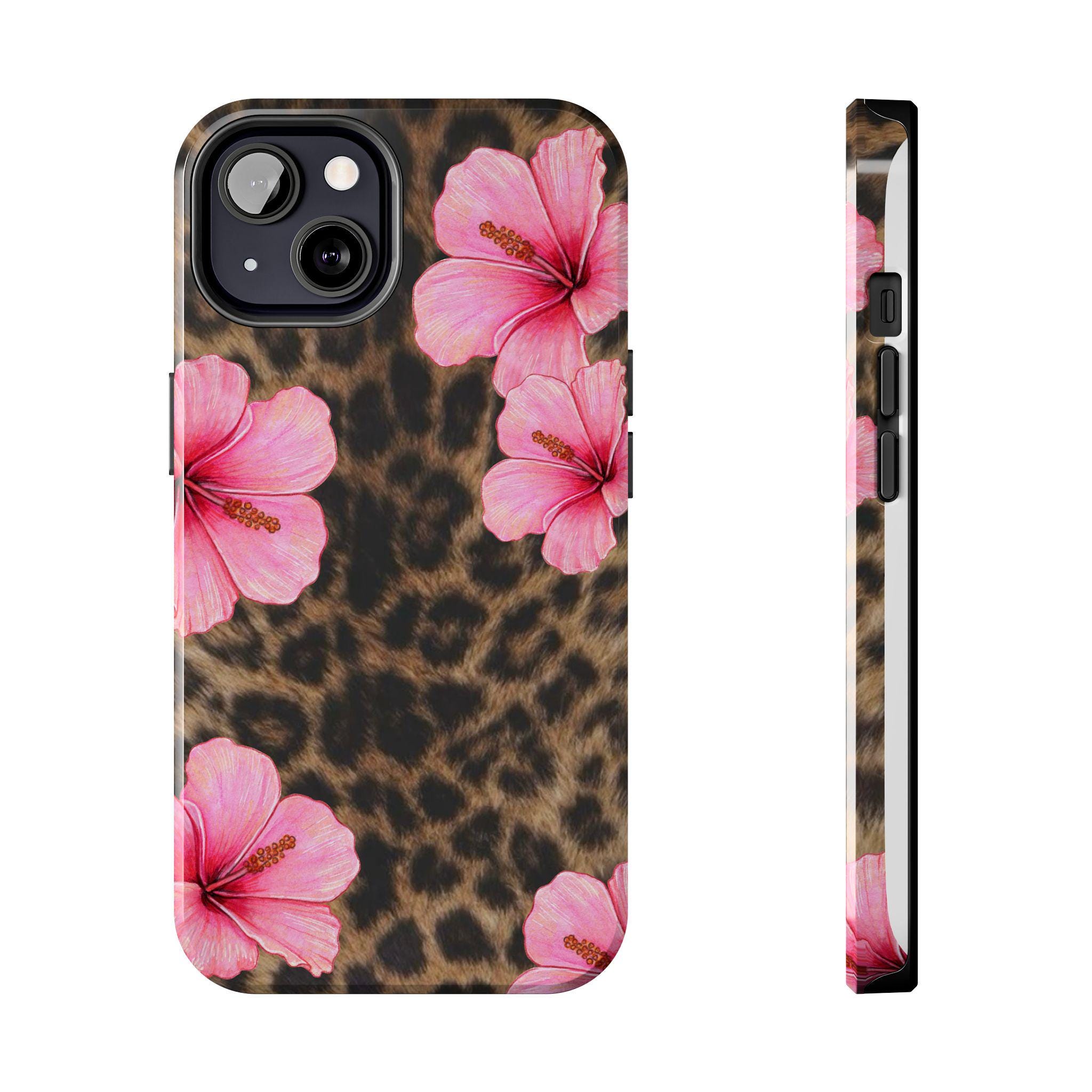 Pink Hibiscus Phone Case Cheetah Phone Case Leopard Print Phone Case ...