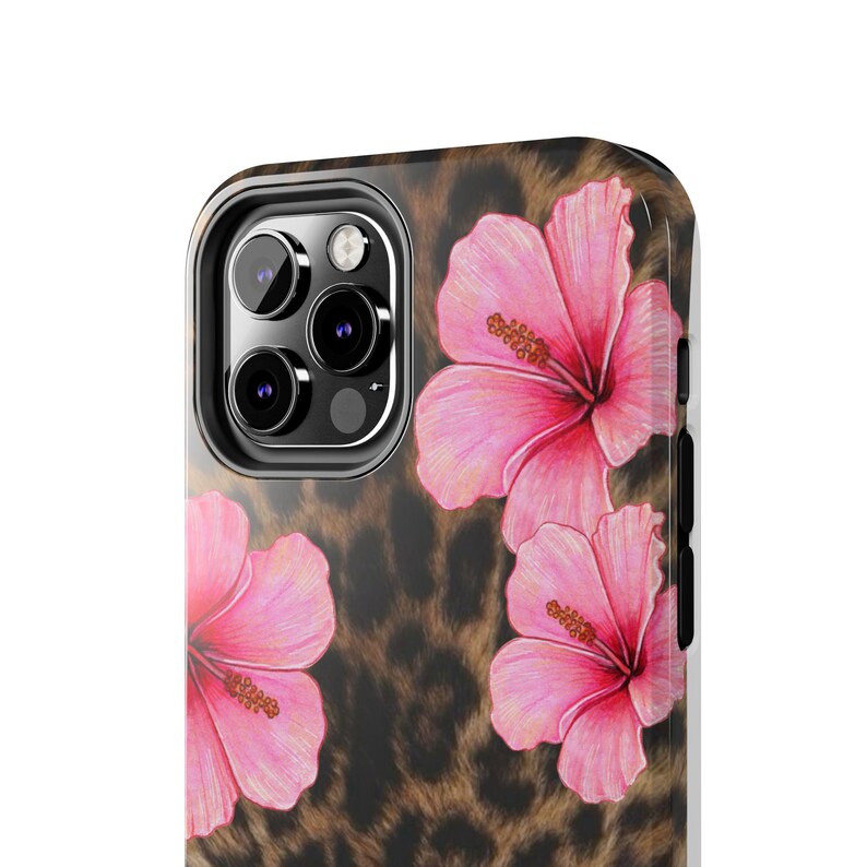 Pink Hibiscus Phone Case Cheetah Phone Case Leopard Print Phone Case ...