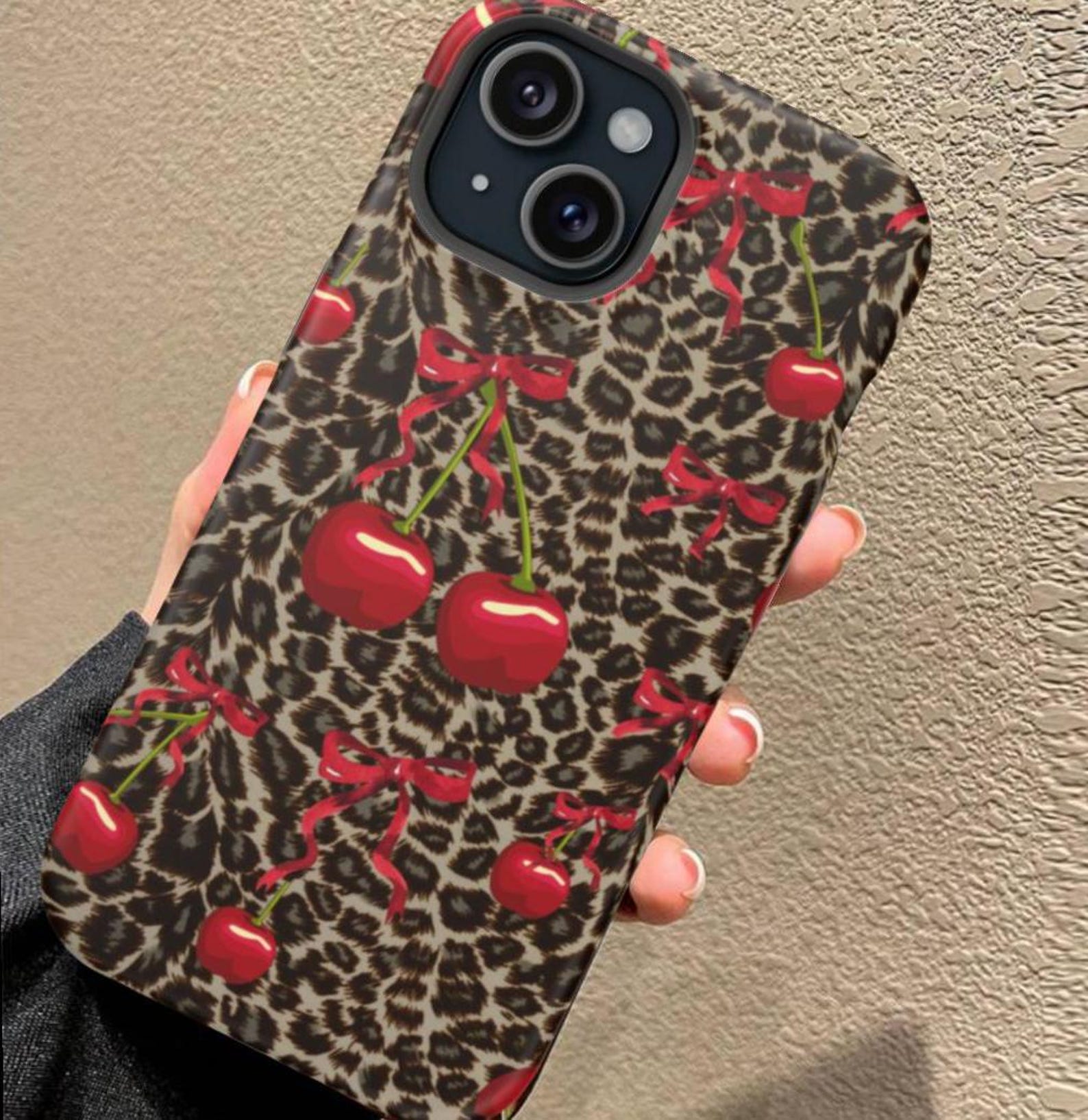 Y2K Cheetah & Cherries Impact-resistant Phone Case Grunge Gothic Gift ...