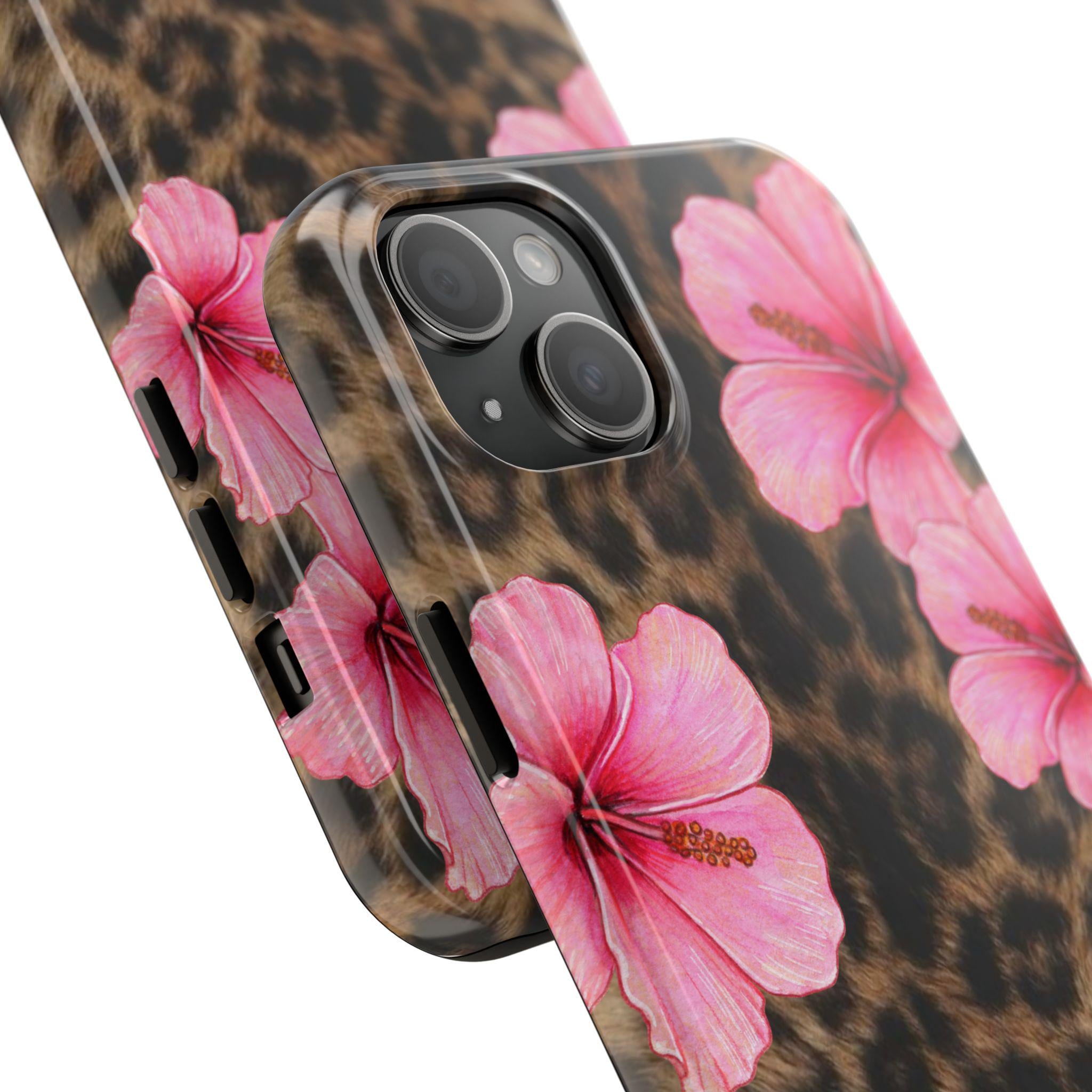 Pink Hibiscus Phone Case Cheetah Phone Case Leopard Print Phone Case ...