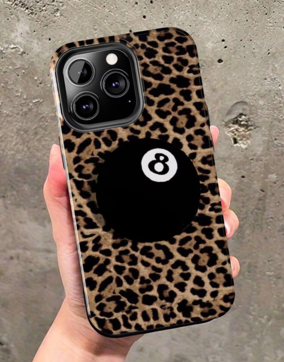 Y2K Leopard Print 8 Ball Phone Case Cheetah Print 8 Ball Phone Case ...