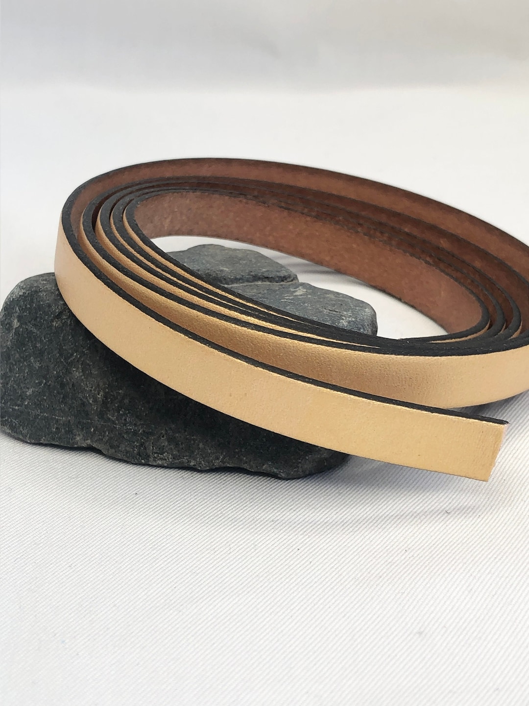 DESTASH 10mm X 2mm Matte Metallic Gold Flat Leather Cord (50 Inches ...