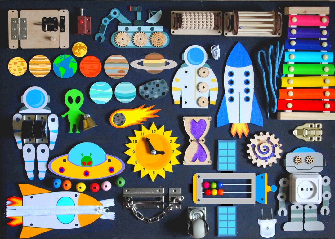 Busy Board PARTS Space Busy Board Details Busy Board Diy Activity Parts ...