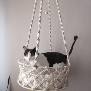 Macrame Gifthanging Cat Macrame Basket Hanging Cat Hammock - Etsy