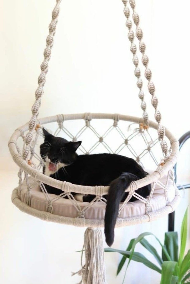 Macrame Gifthanging Cat Macrame Basket Hanging Cat Hammock - Etsy