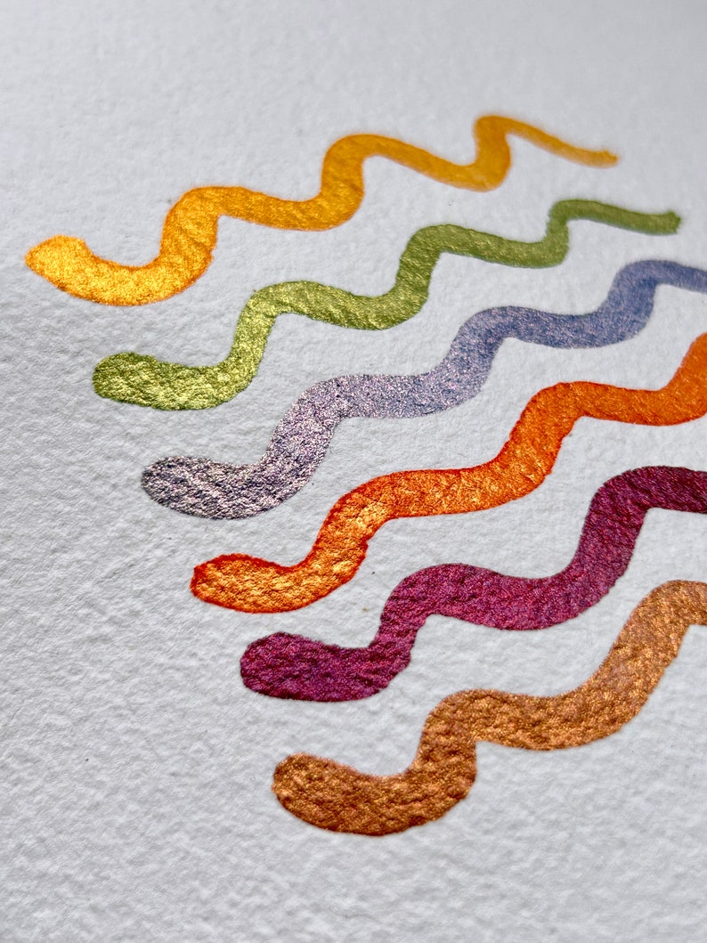 Swirly Handmade Watercolor Paint Set Shimmer Metallic Waterolour for ...