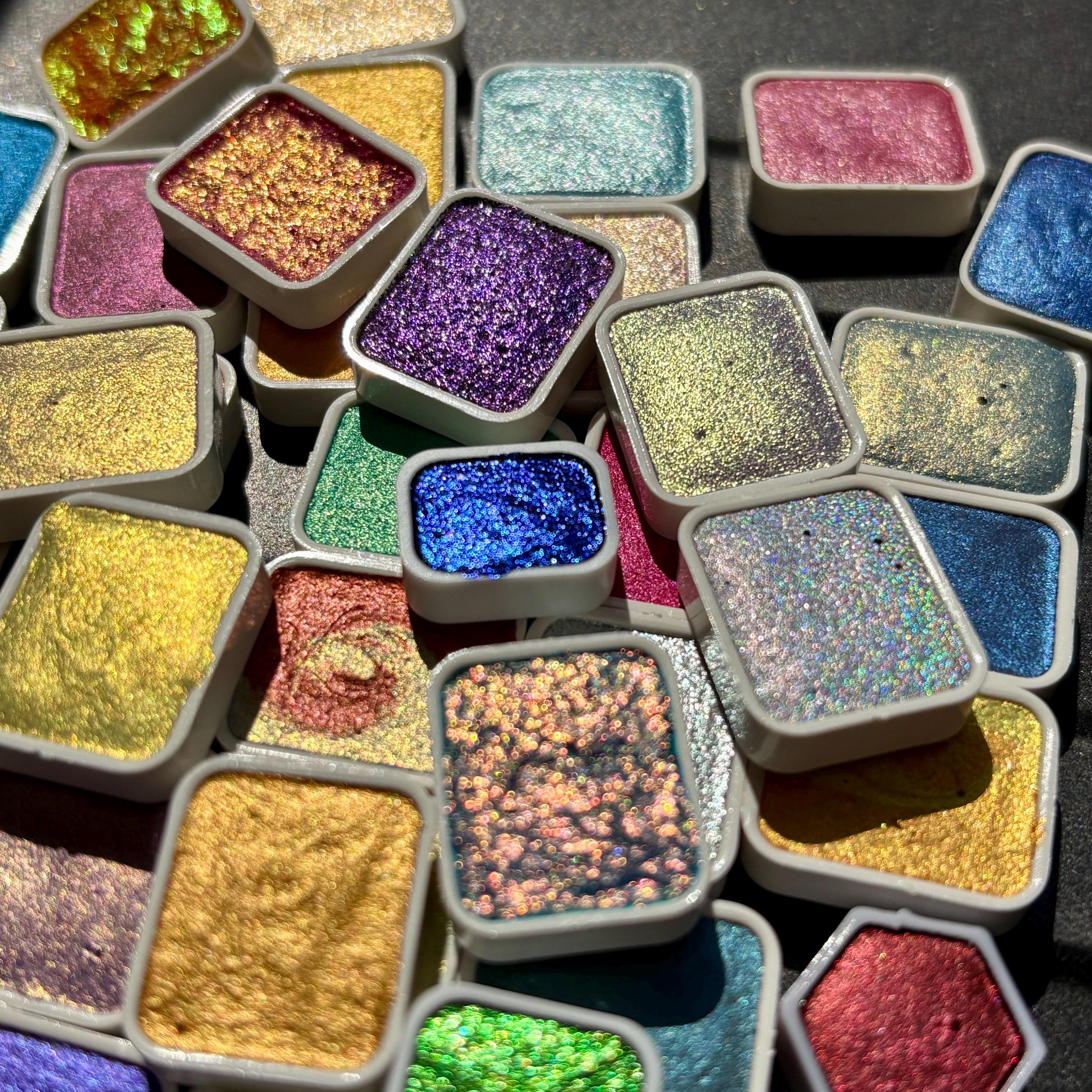 SHIMMER WATERCOLOR GRAB Bag Handmade Watercolor Mix of 50 Pans for ...