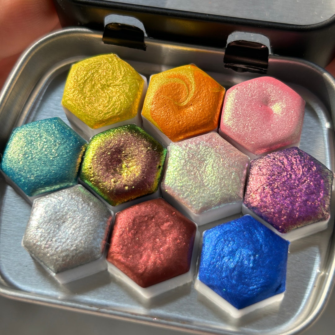 Mixed Set of Colorshift Watercolor Mica Shimmer Dual Tones Hexagon Pans ...