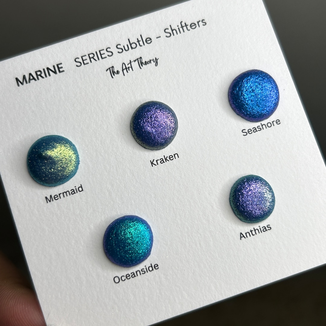 MARINE COLLECTION Handmade Watercolor Dot Card Metallic Colorshift ...