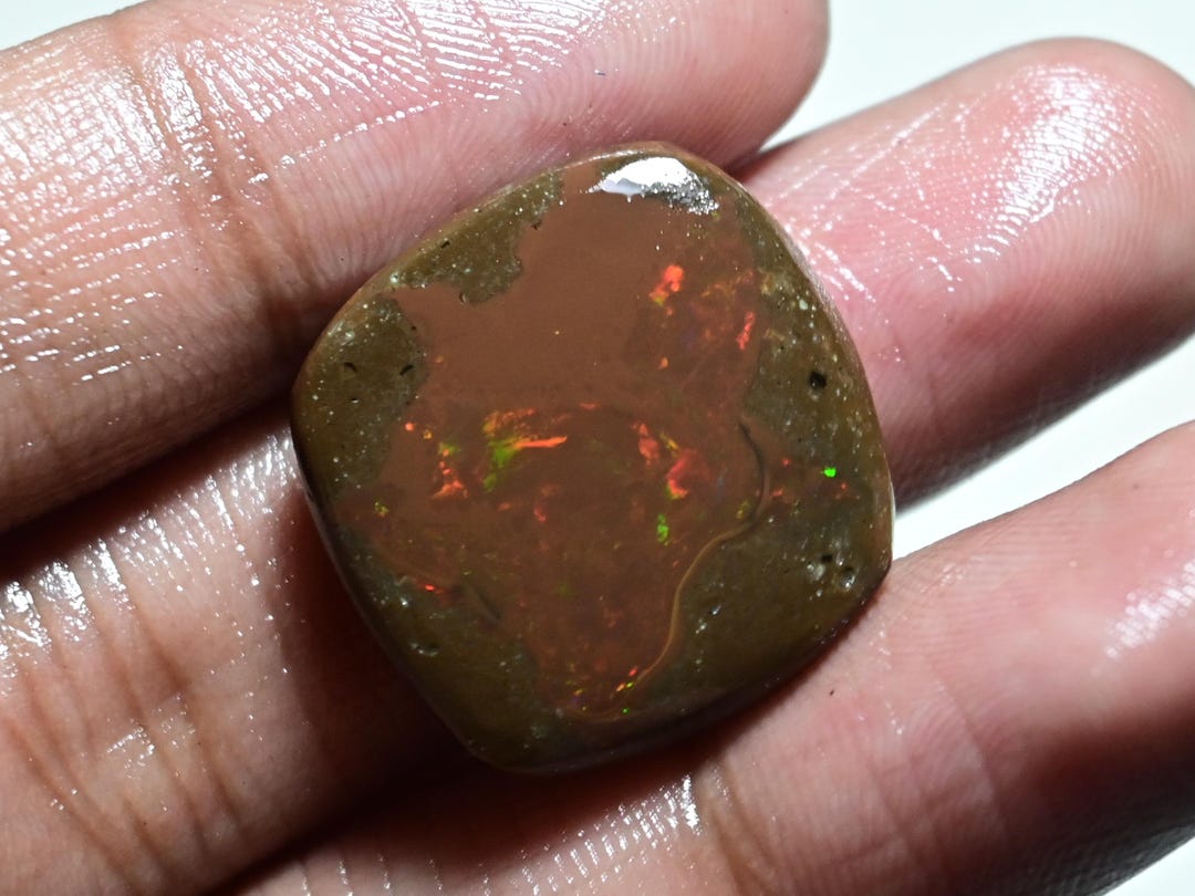 Mexican Fire Opal Cabochon: 20 Ct Cantera Gemstone for Jewelry Making ...