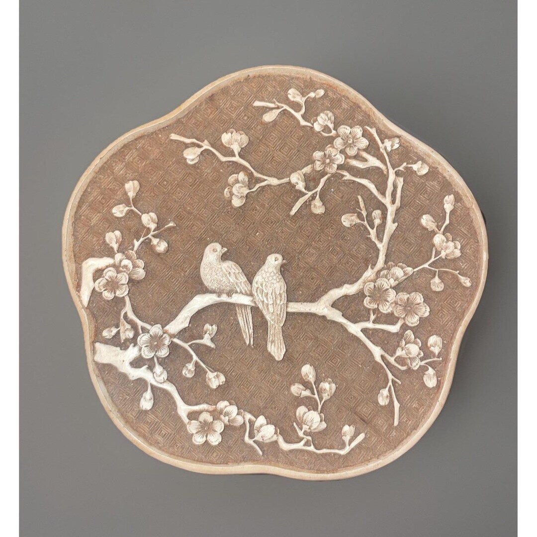 Vintage Faux Dynasty Ivory, Trinket, Jewelry Box Birds Floral Made in ...