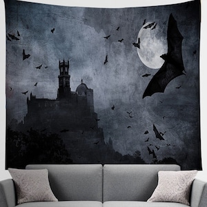 Horror Bat Wall Tapestry Scary Tapestry Gothic Wall Decor Castle at the ...