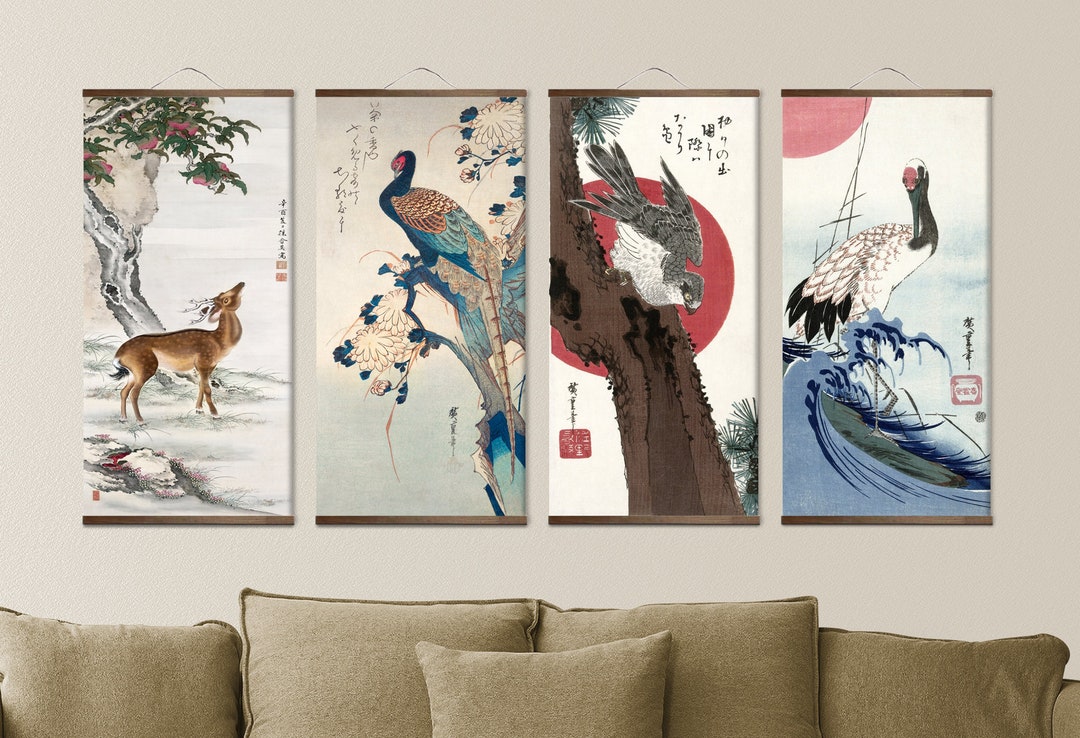 Japanese Scroll Art, Utagawa Hiroshige Paintings, Woodblock Print, Ukio ...