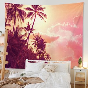 Kawaii Tapestry Summer Seaside Sunset Natural Scenery Wall Decor Wall ...