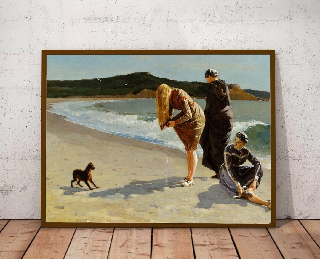 Winslow Homer Inspired Beach Scene Canvas Print - Vintage Coastal ...