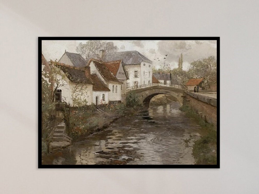 Rustic Village Bridge Canvas Print - Landscape, Farm, and Small Bridge ...