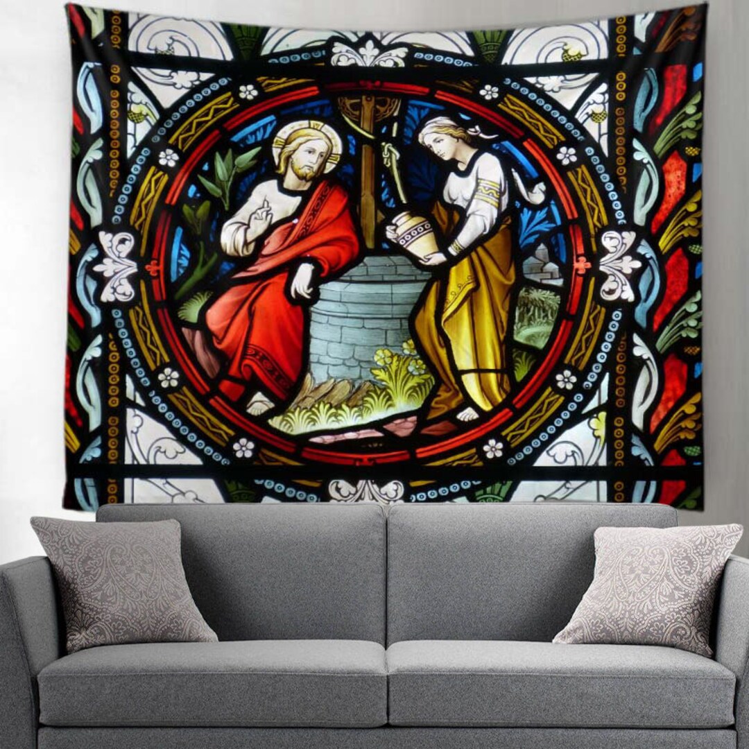Church Tapestry Stained Glass Windows of Cathedral Christian Religious ...