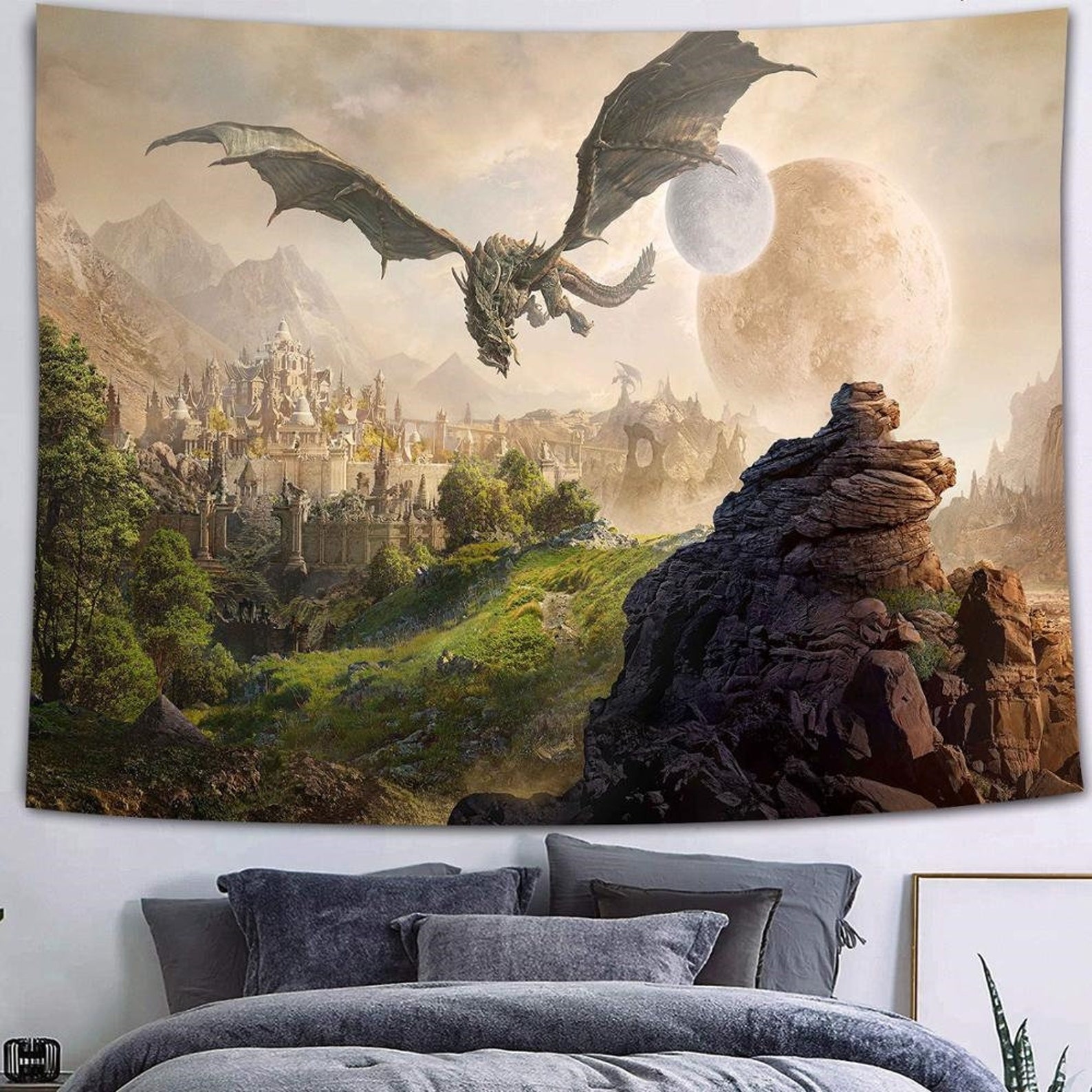 Fantasy Dragon Tapestry Wall Hanging Tapestries Bedroom Living | Etsy