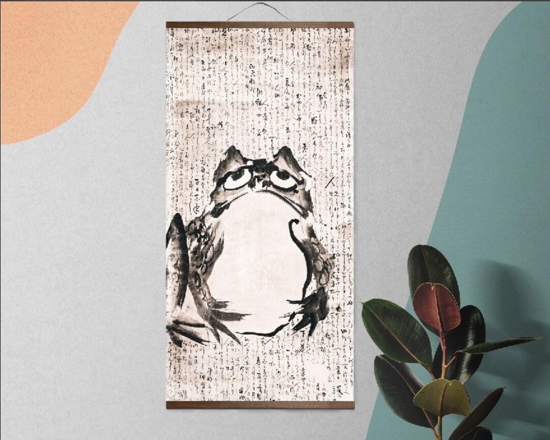 Japanese Frog Painting, Sumi E Art Ink Painting With Calligraphy ...