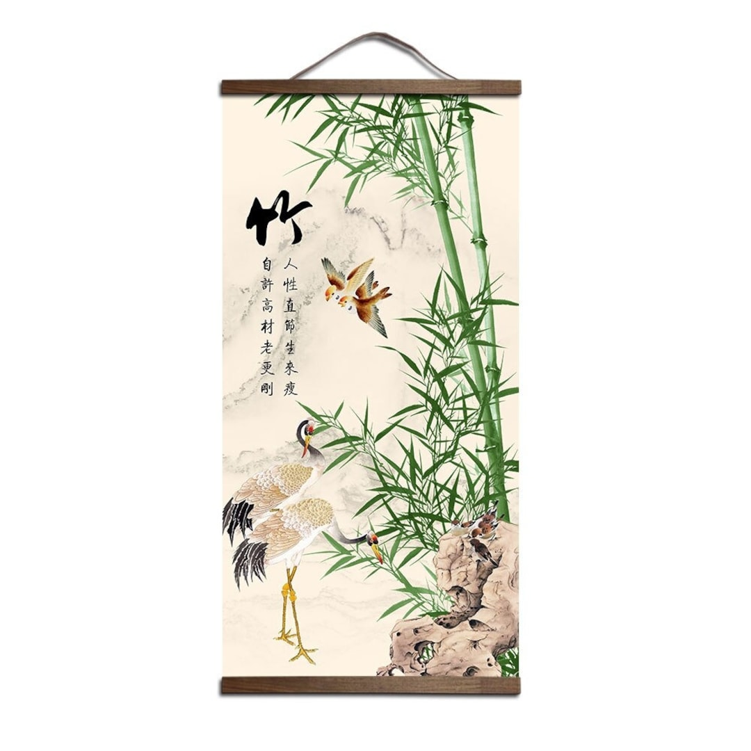 Japanese Bamboo Painting Canvas Scroll Poster Japan Wall Hanging ...