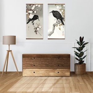 Audubon Raven and Crow Print Set, Japanese Scroll Art, Raven Prints ...