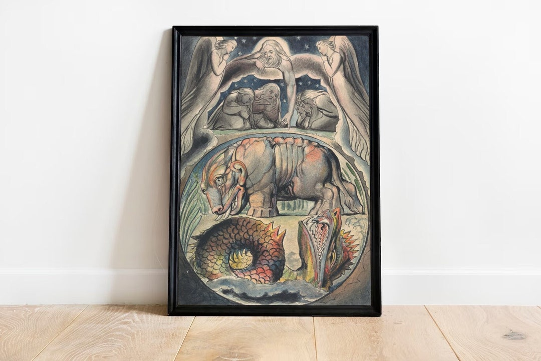 Behemoth and Leviathan Print on Canvas | William Blake Art Reproduction ...