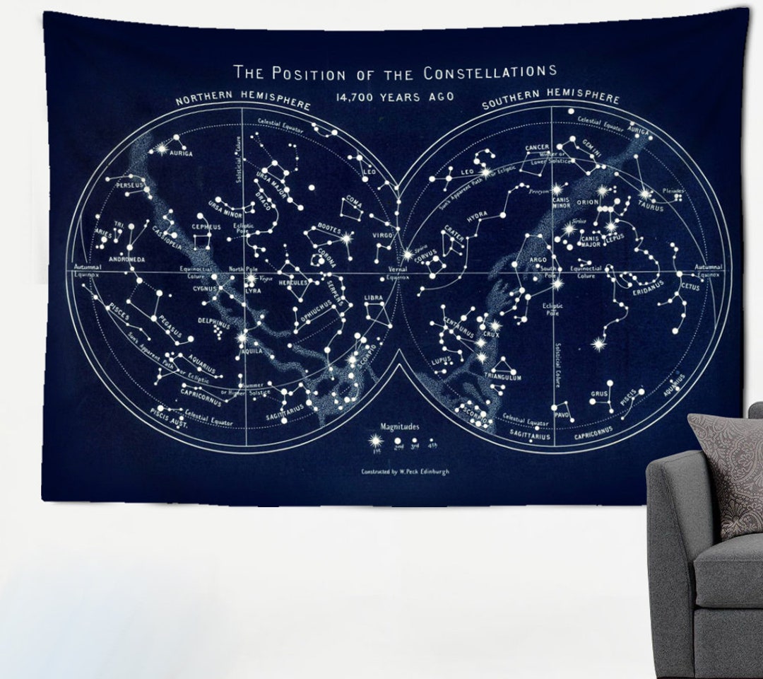 Constellation Tapestry Tarot Stars Map Zodiac Astrology Wall Art Wall ...